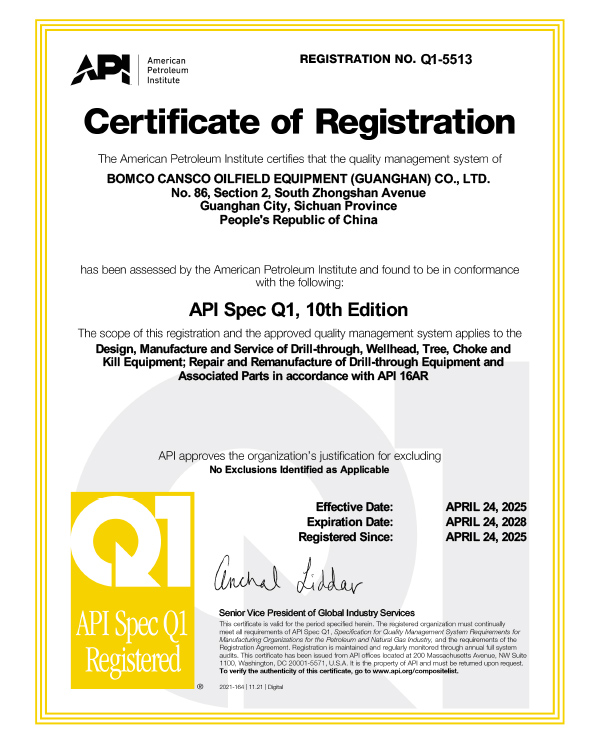 Certification – BOMCO-CANSCO Technologies